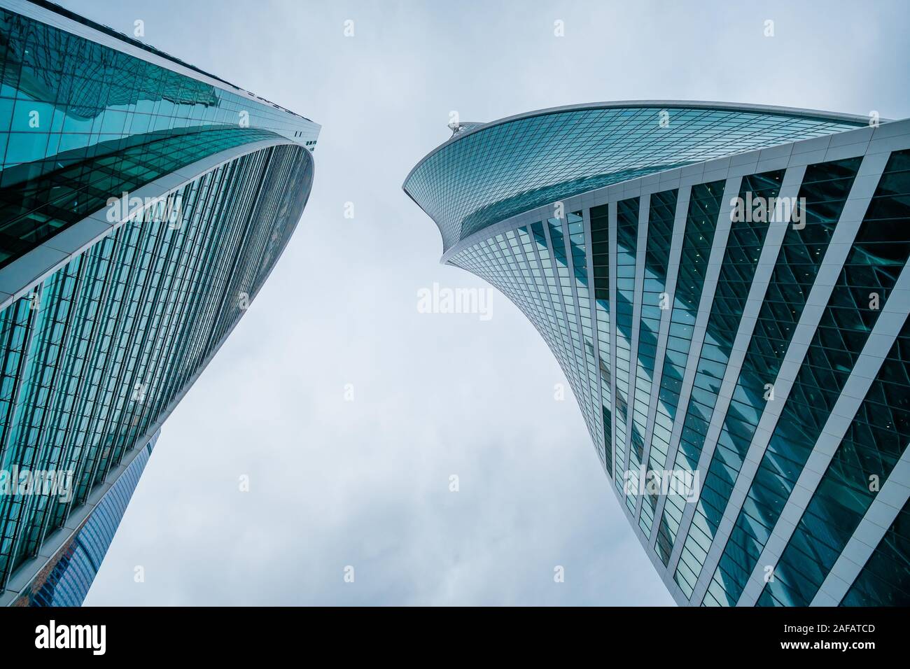 Skyscrapers in downtown area, bottom view Stock Photo - Alamy