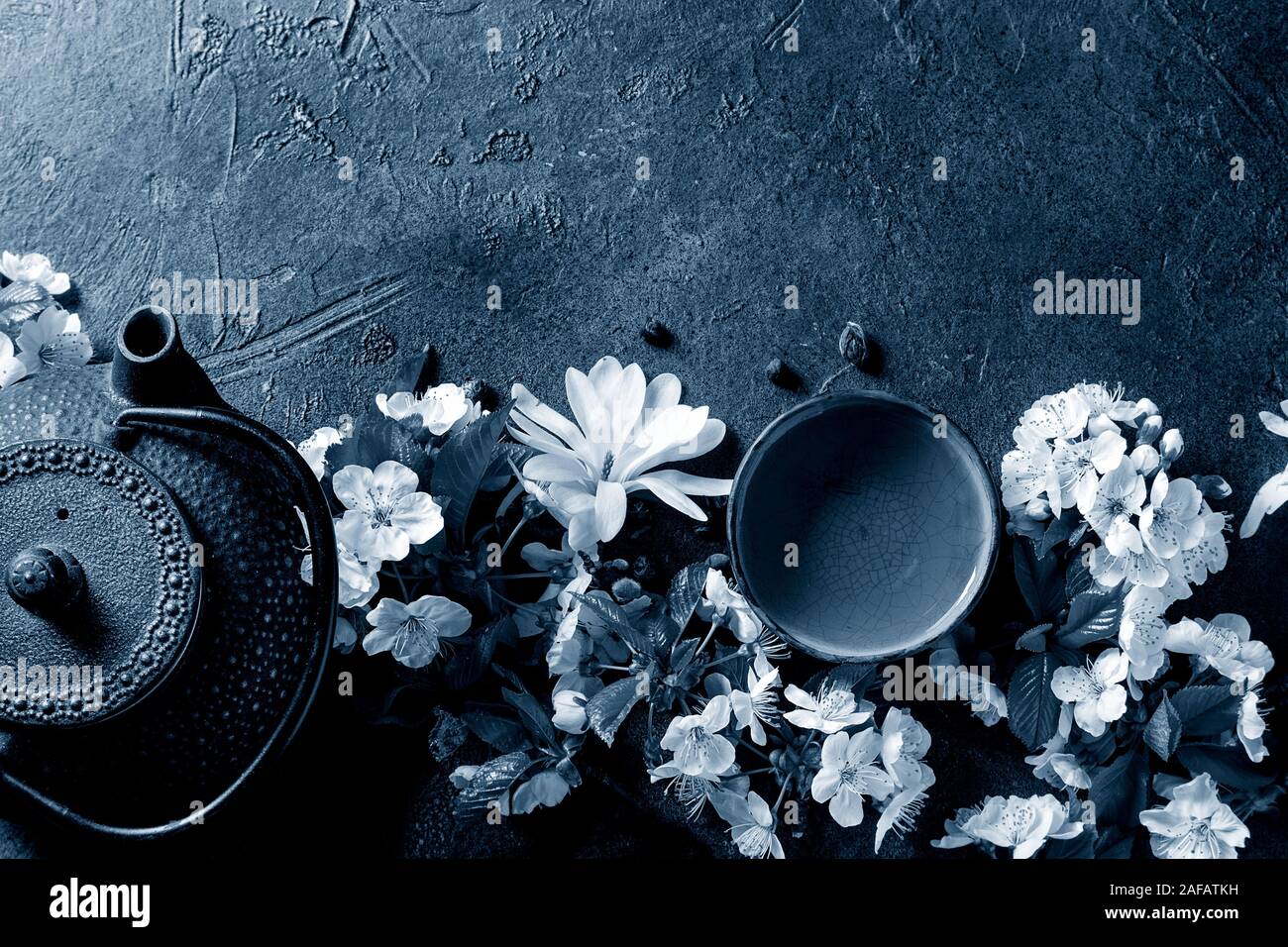 Tea with spring flowers Stock Photo - Alamy