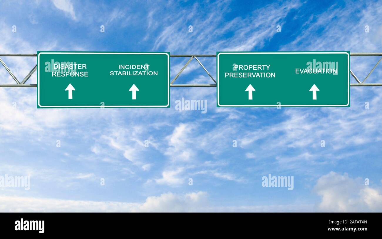 Road sign to disaster response Stock Photo - Alamy