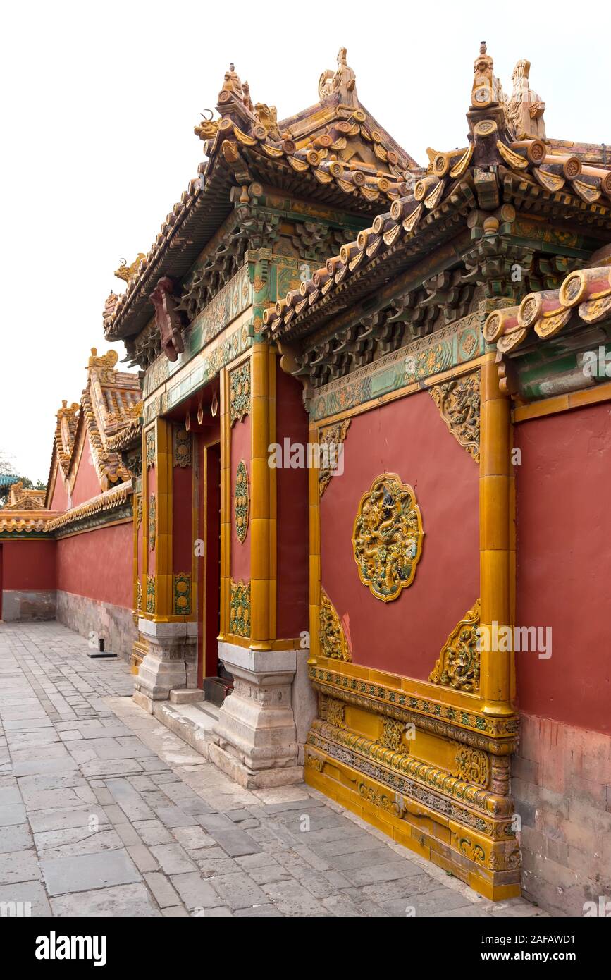 One of the many entrances of a corridor with beautiful decorated doors ...