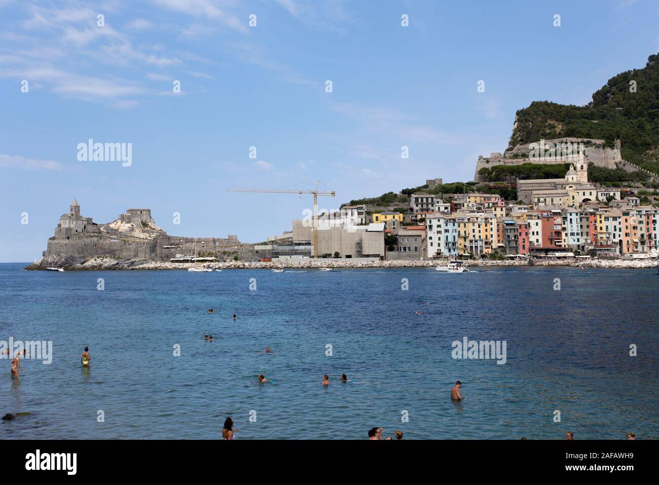 Palmaria, Italy - July 14, 2019: view of Portovenere from Palmaria ...