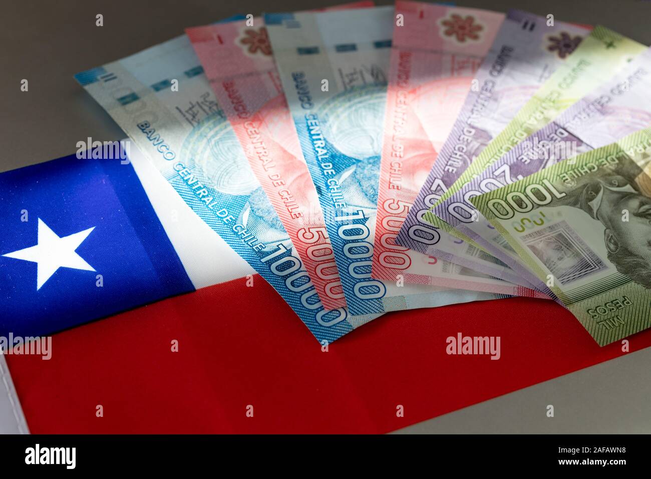 Chilean Banknotes Chile Money Stock Photos & Chilean Banknotes Chile ...