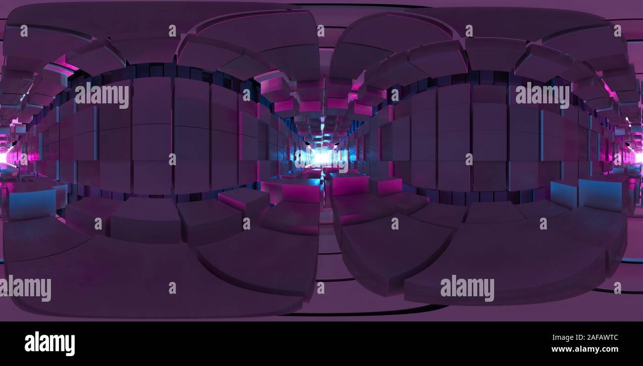 3D illustration,3d render,VR 360 panorama Abstract image of the cube ...