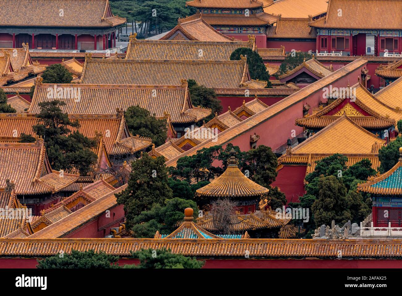 Yellow Roofs Forbidden City taken from Jinshang Park. Beijing, China ...