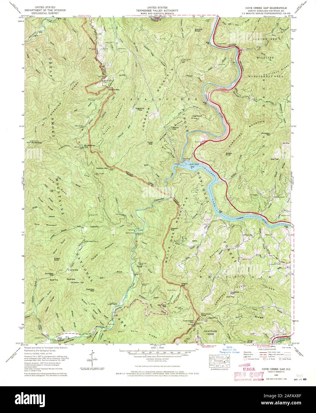 USGS TOPO Map North Carolina NC Cove Creek Gap 162321 1967 24000 ...