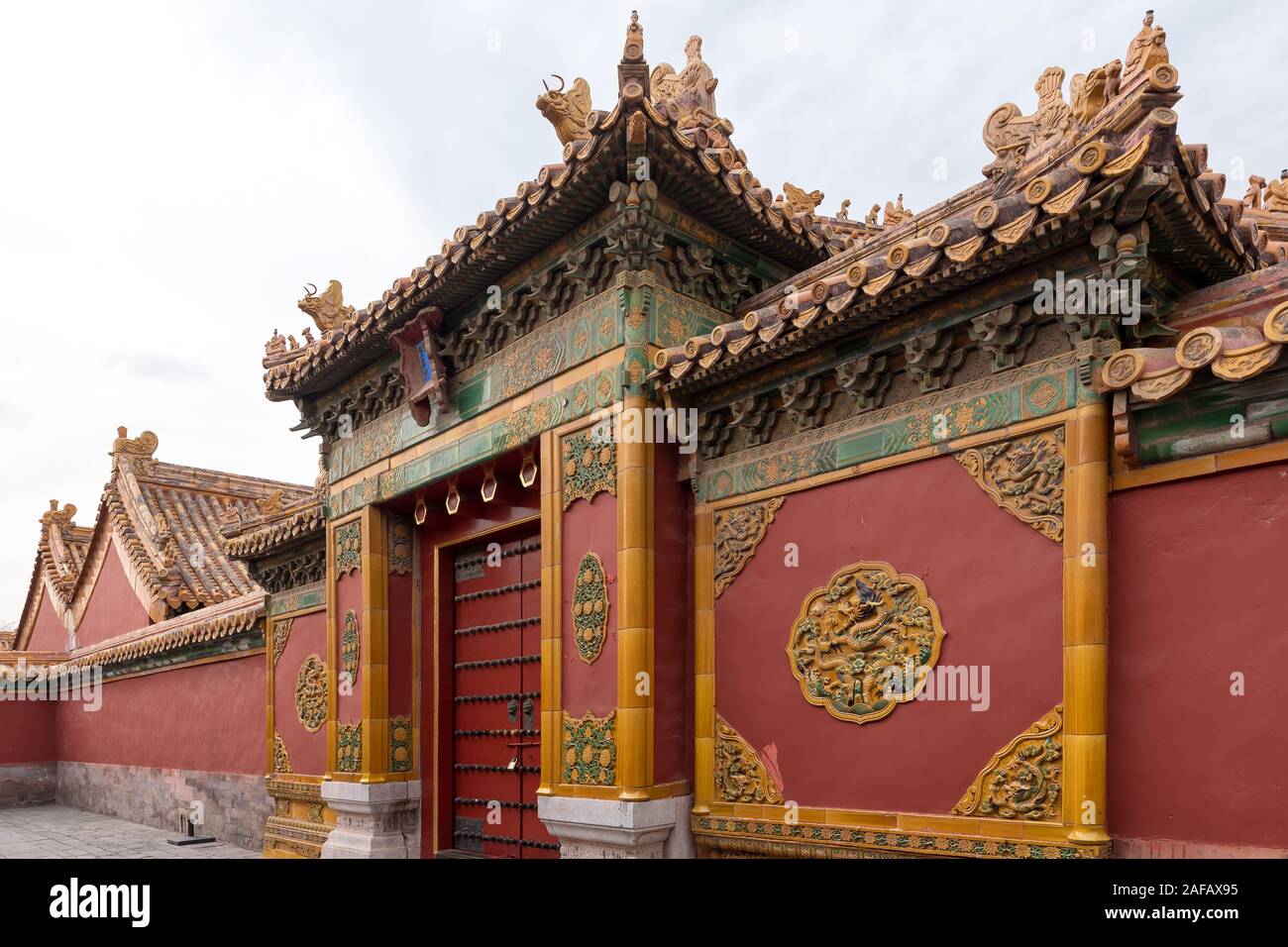 One of the many entrances of a corridor with beautiful decorated doors ...