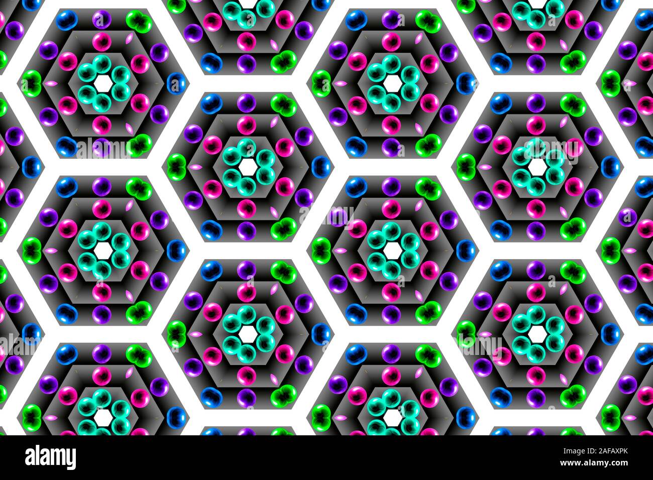 hexagonal pattern shapes with tight colored bubbles Stock Photo - Alamy