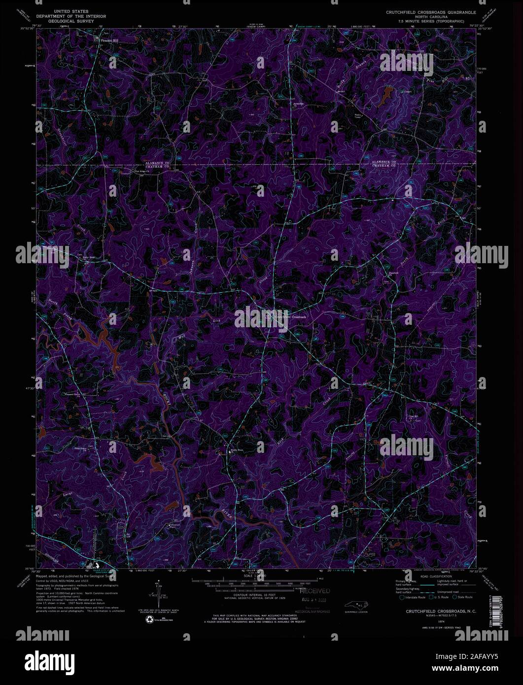 USGS TOPO Map North Carolina NC Crutchfield Crossroads 162359 1974 ...