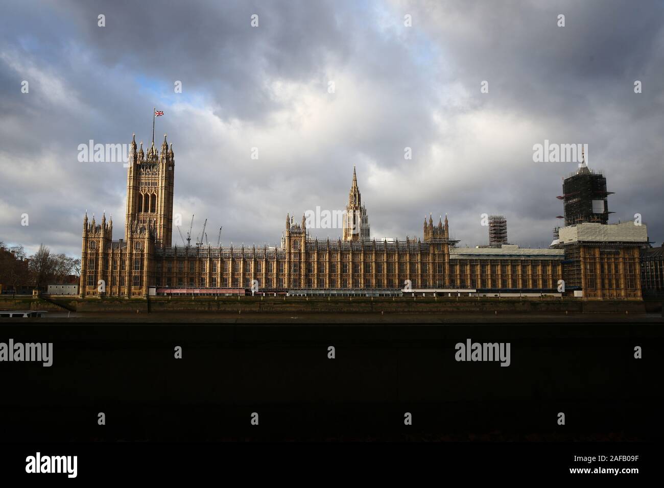 The Union Jack flying over Victoria Tower at the Houses of Parliament ...