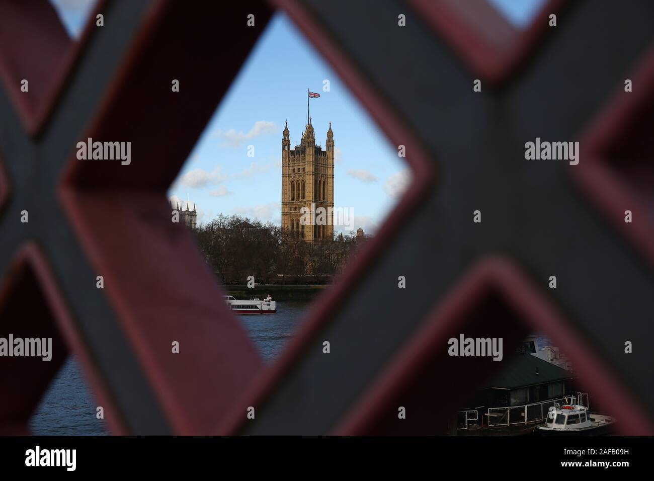 The Union Jack flying over Victoria Tower at the Houses of Parliament ...