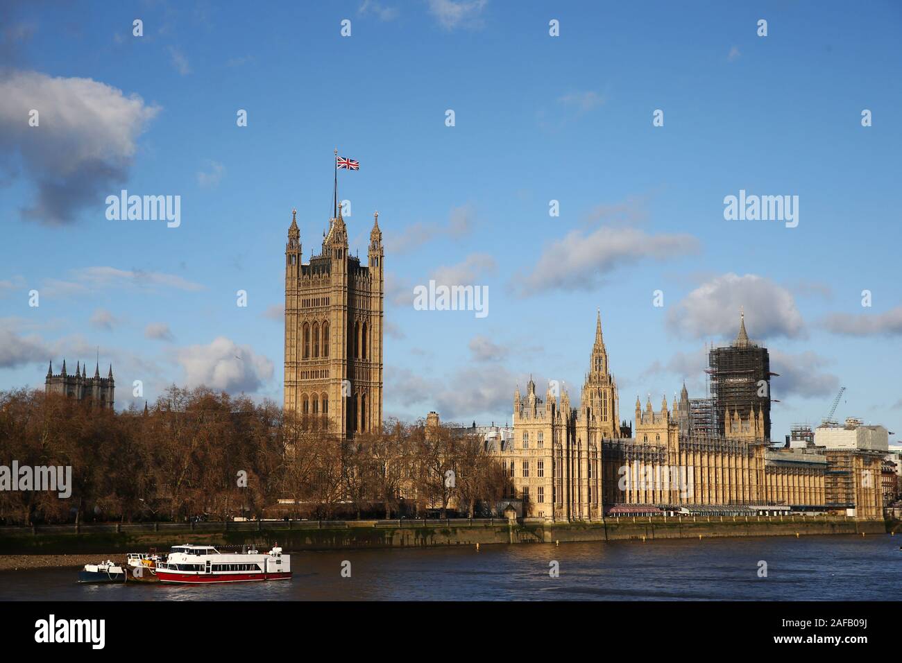 The Union Jack flying over Victoria Tower at the Houses of Parliament ...