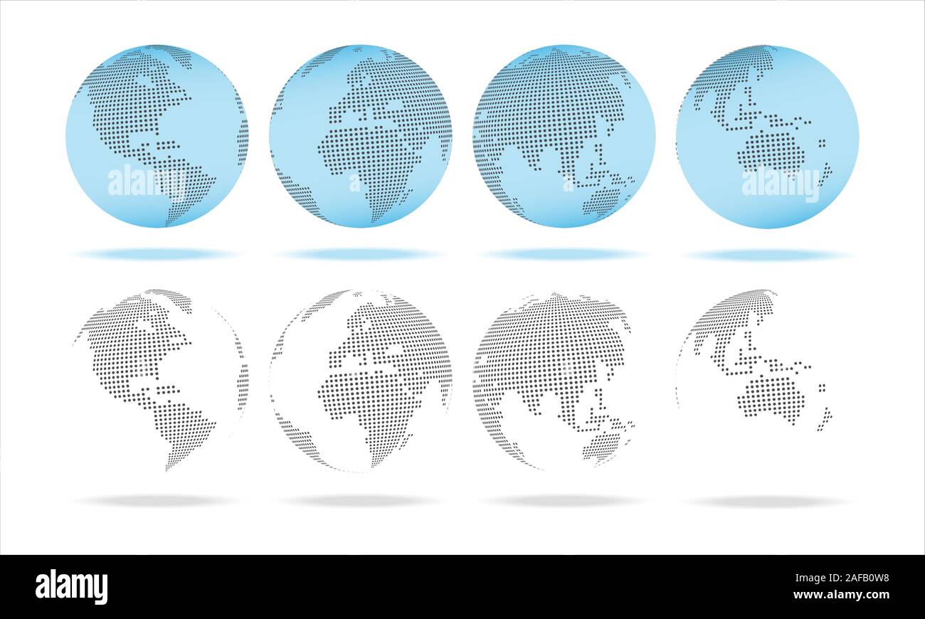3D Vector Globes with World Maps and continent transparent Stock Vector ...