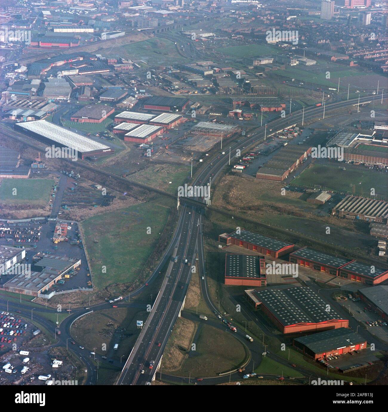 1982 Aerial views of Leeds, West Yorkshire, Northern England, UK Stock ...