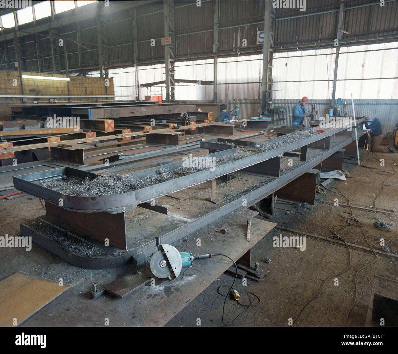 A fabrication yard in Ipswich Suffolk, in 1988, showing safety ...