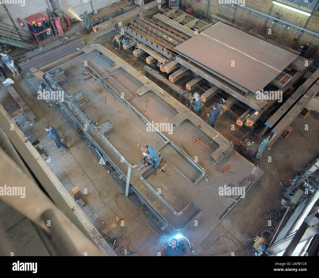 A fabrication yard in Ipswich Suffolk, in 1988, showing safety ...