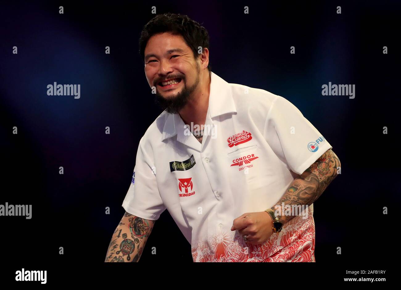 Yuki Yamada reacts during his match against Ryan Meikle during day two ...