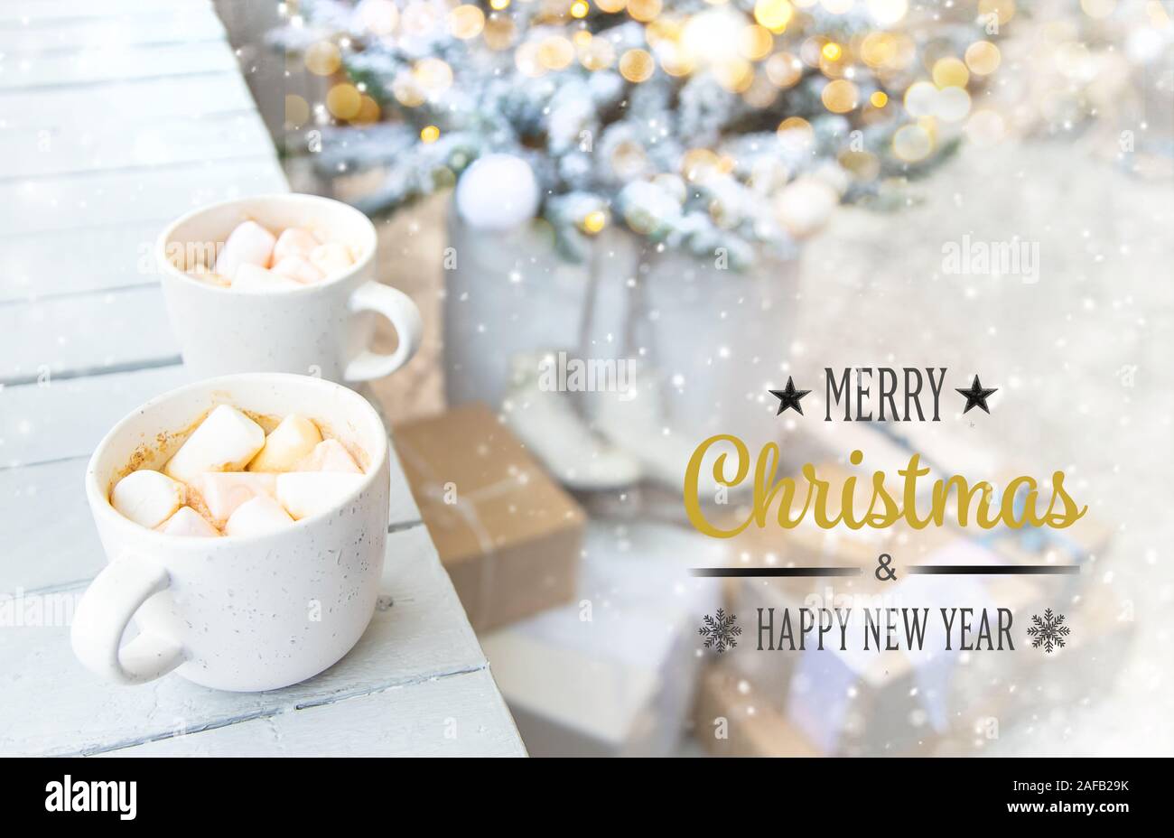 Christmas Cocoa with marshmallows. Holiday. Selective focus Food Stock ...