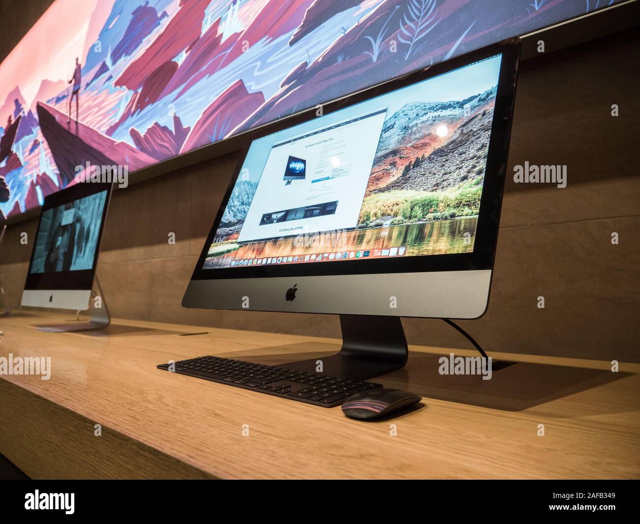 Paris, France - Jan 10, 2018: Powerful latest Apple Computers iMac Pro ...