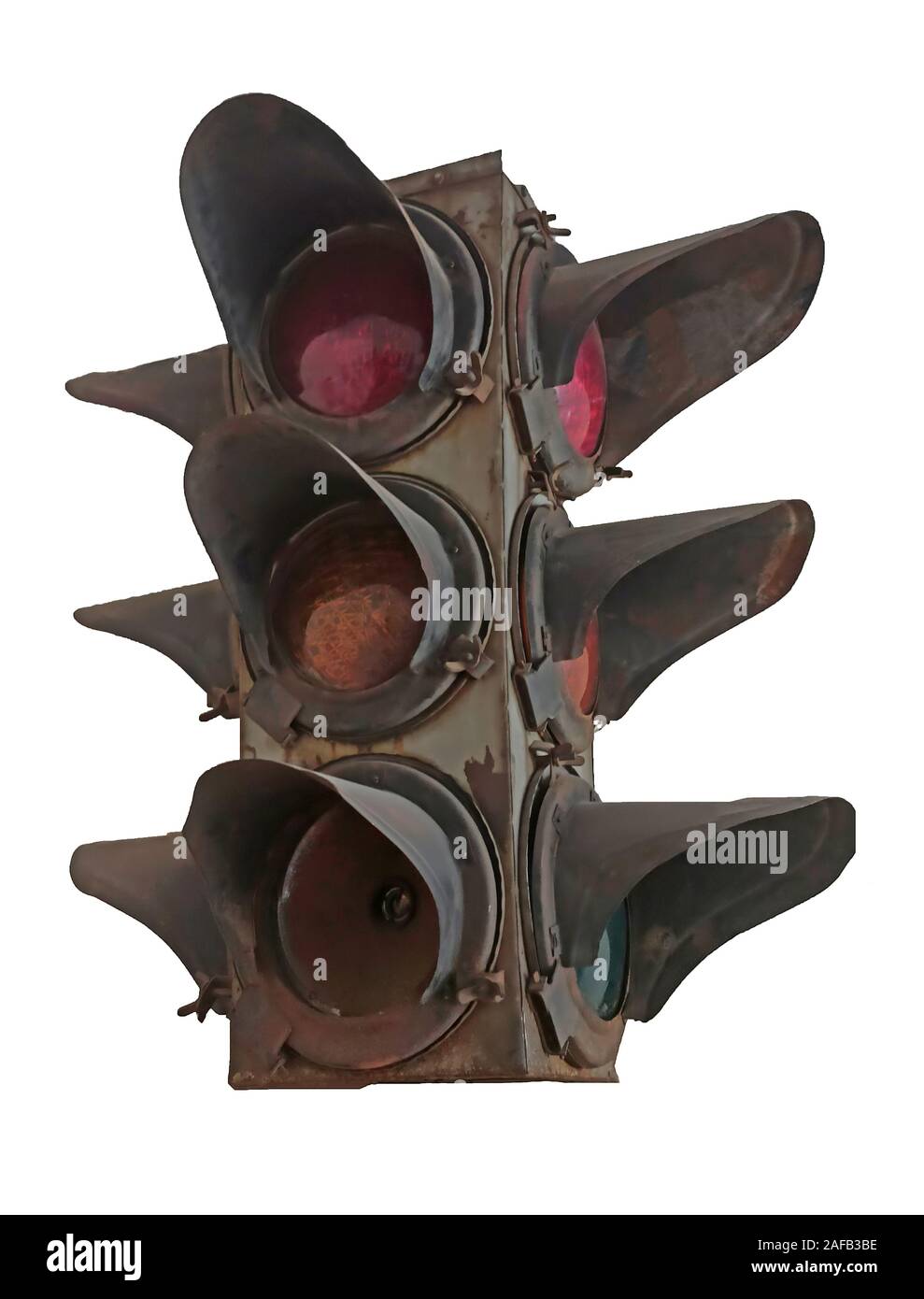Old vintage traffic light on white background. Isolated Stock Photo - Alamy