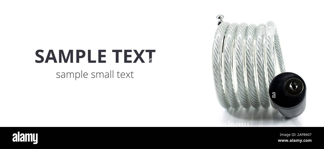 Silver bicycle lock for bike with key isolated on white background ...