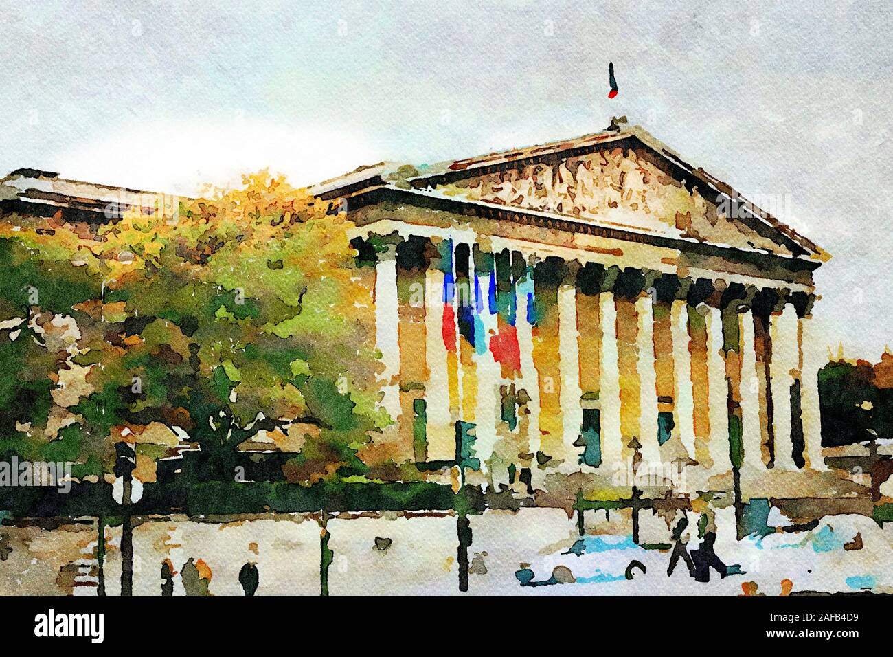 the main facade of a historic building in central Paris in the autumn ...