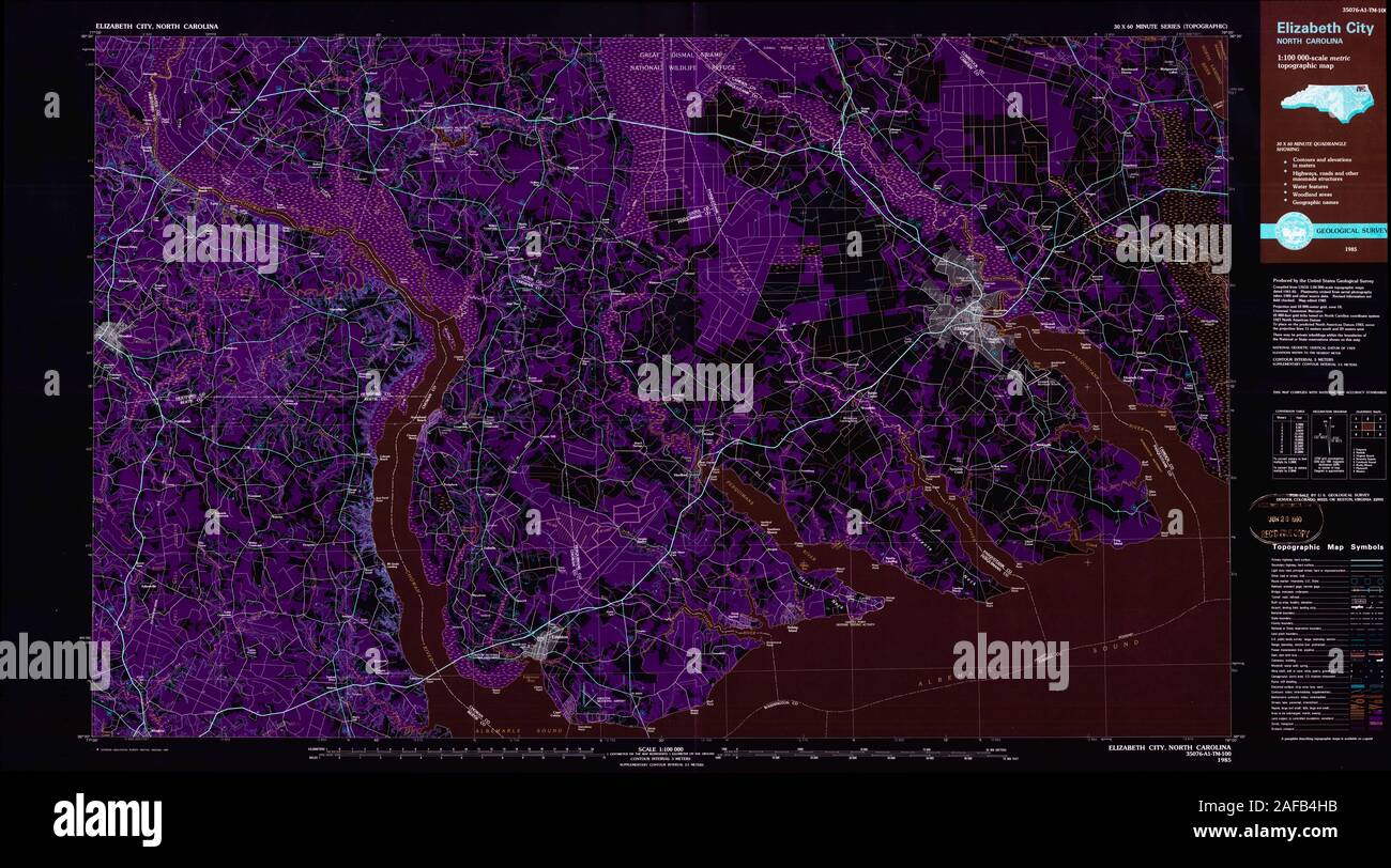 USGS TOPO Map North Carolina NC Elizabeth City 161221 1985 100000 ...
