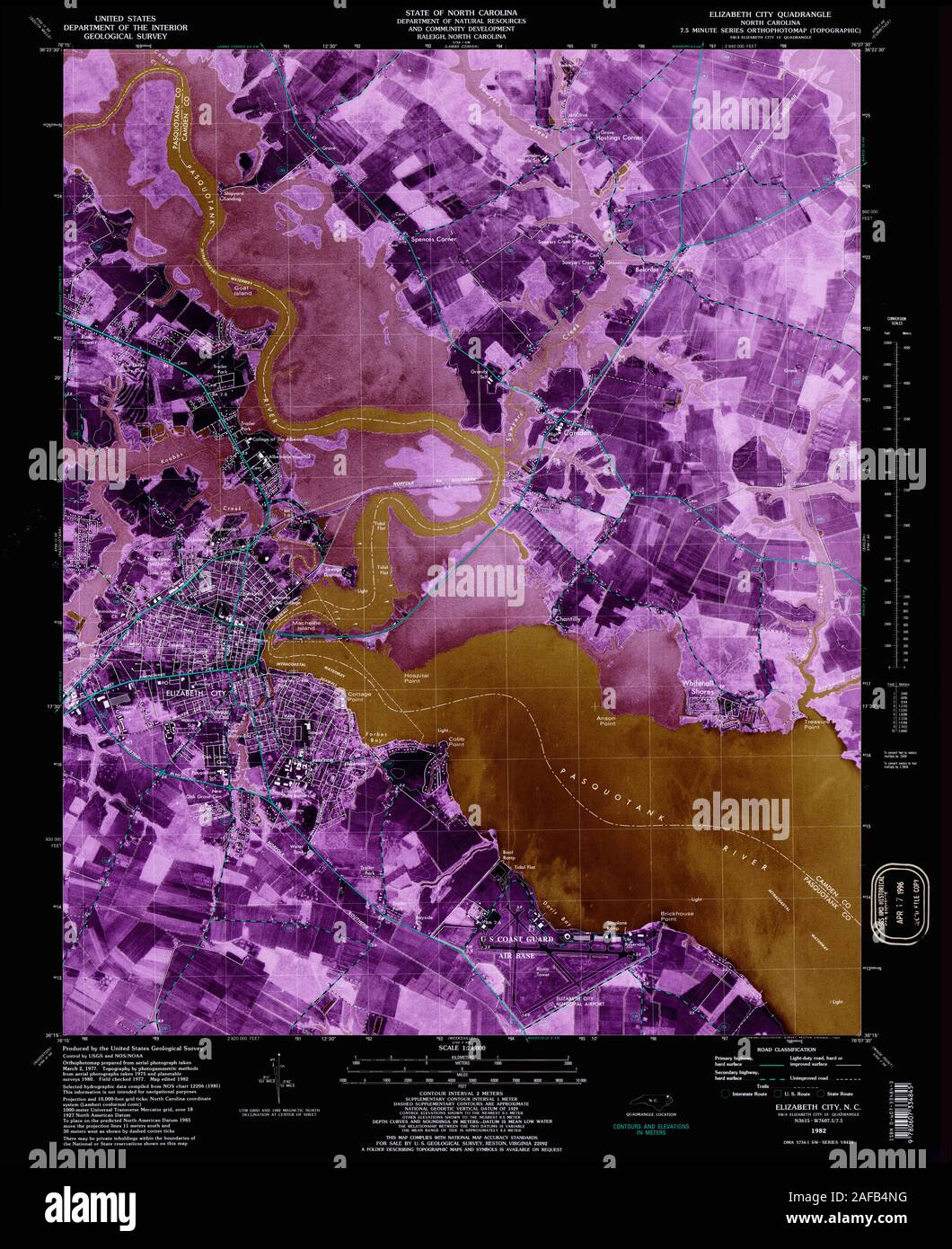 USGS TOPO Map North Carolina NC Elizabeth City 162463 1982 24000 ...