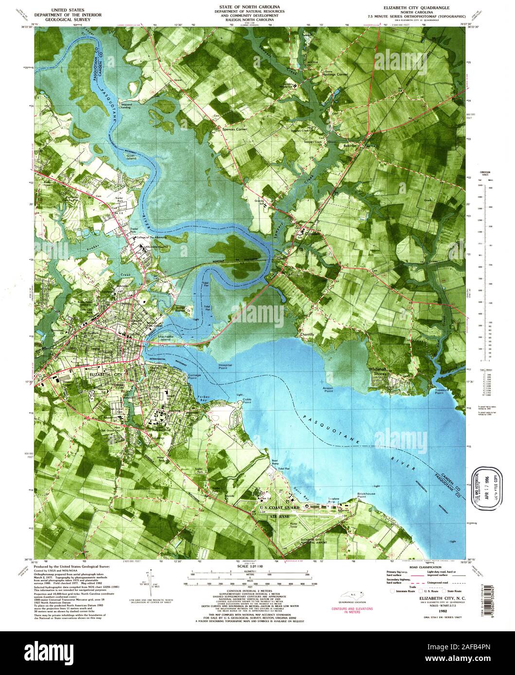 USGS TOPO Map North Carolina NC Elizabeth City 162463 1982 24000 ...