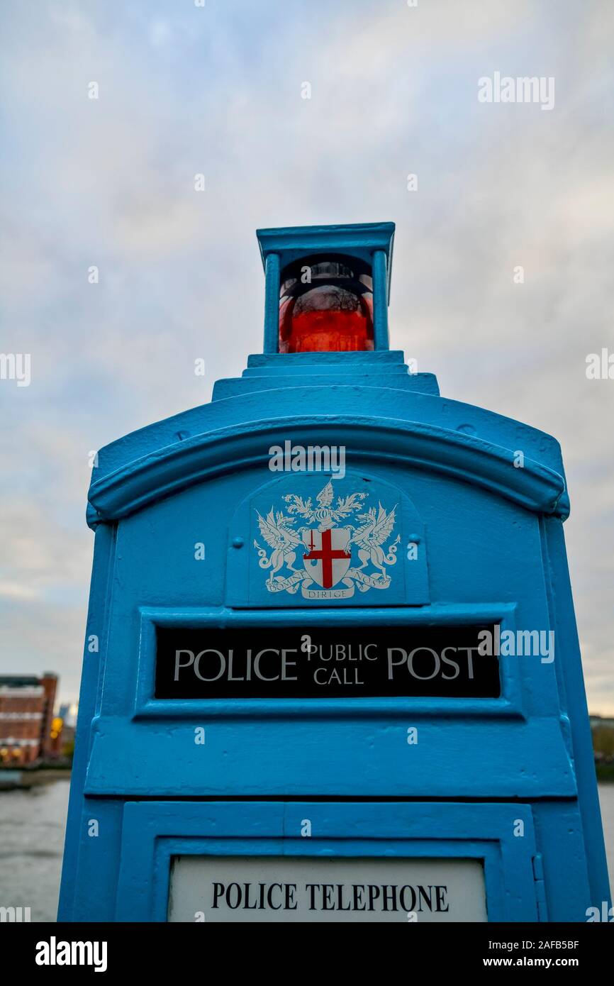 Historic, old non functional, Police Post, public telephone cal box ...