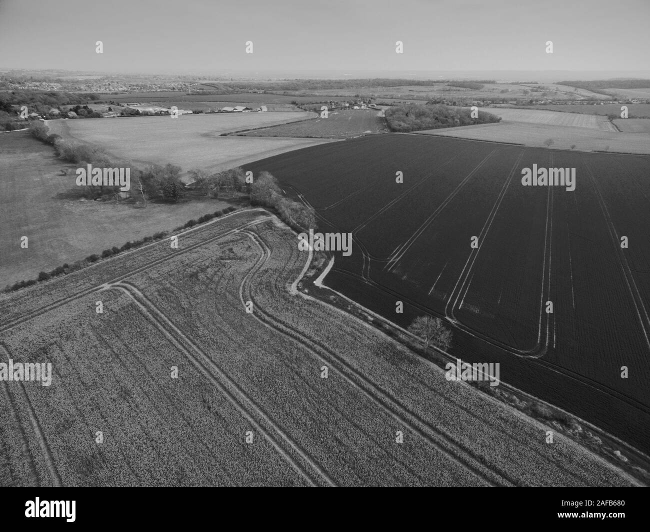 Aerial view field uk Black and White Stock Photos & Images - Alamy