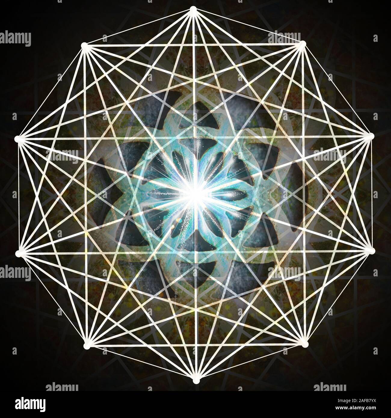 sacred geometry decagram with seed of life inside mandala abstract art ...