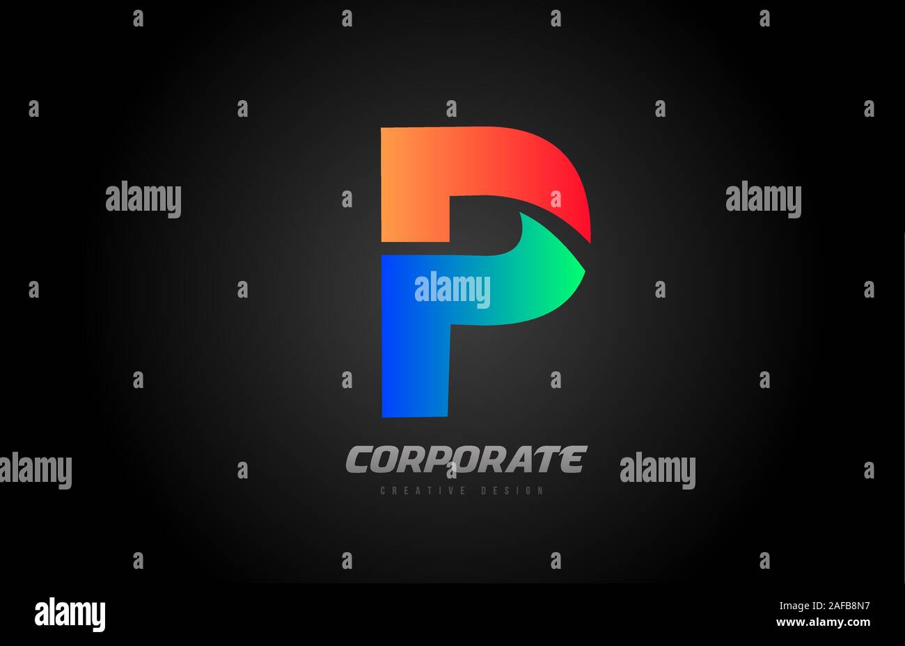 blue orange letter P alphabet logo design icon for company. Suitable as ...