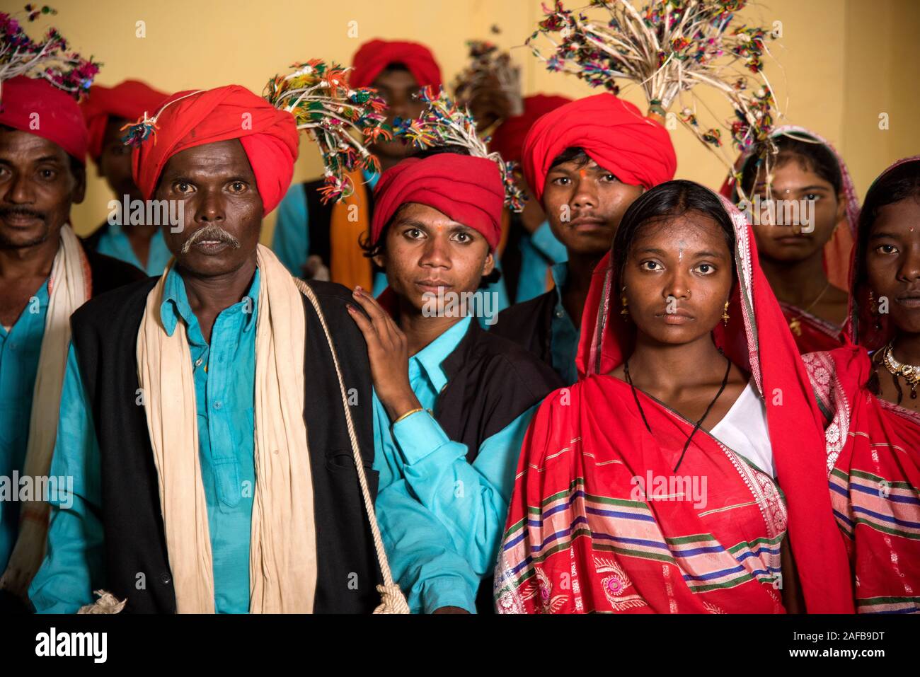 AMRAVATI, MAHARASHTRA, INDIA - AUGUST 9: Unidentified group of Korku ...
