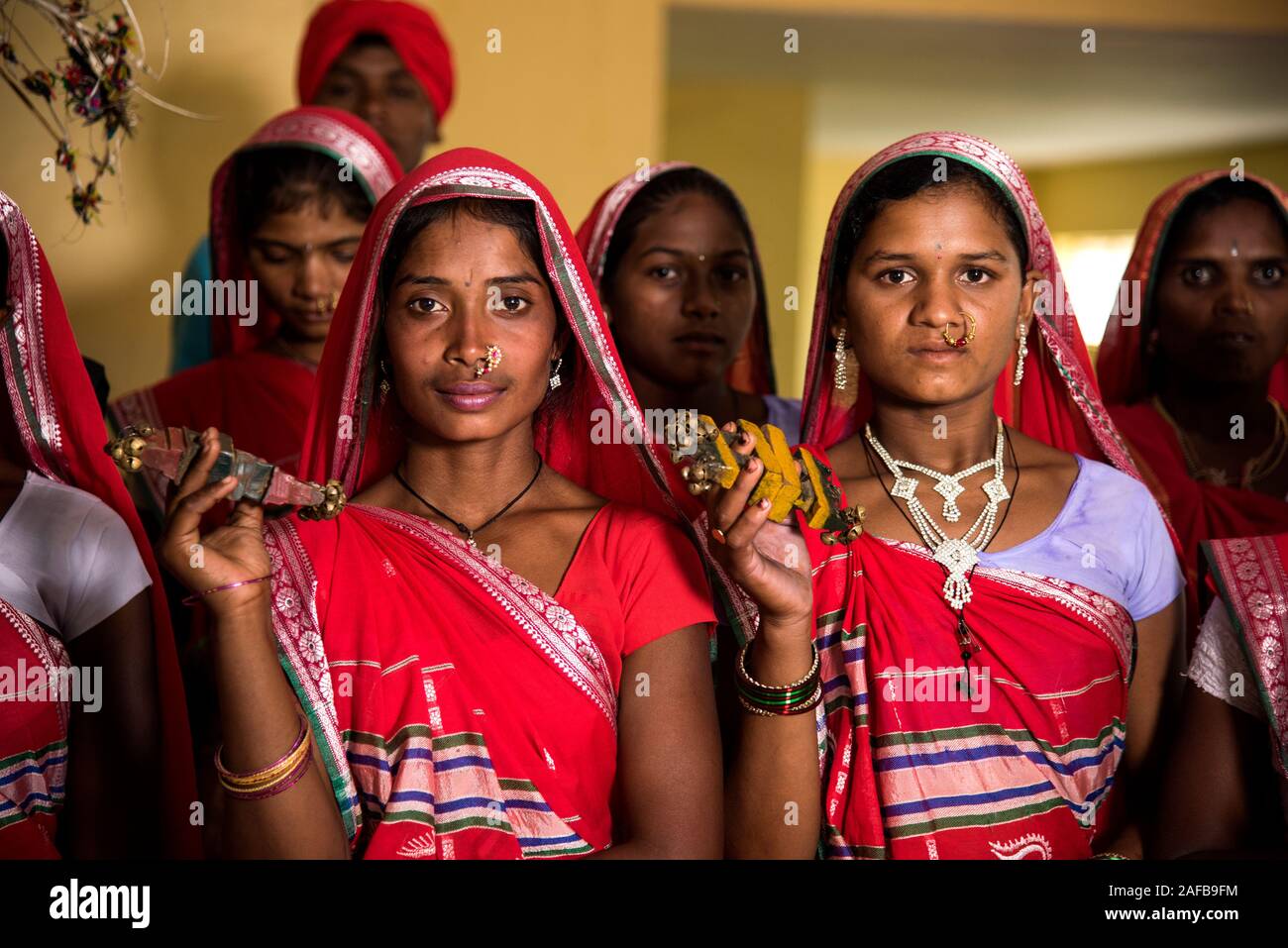 AMRAVATI, MAHARASHTRA, INDIA - AUGUST 9: Unidentified group of Korku ...