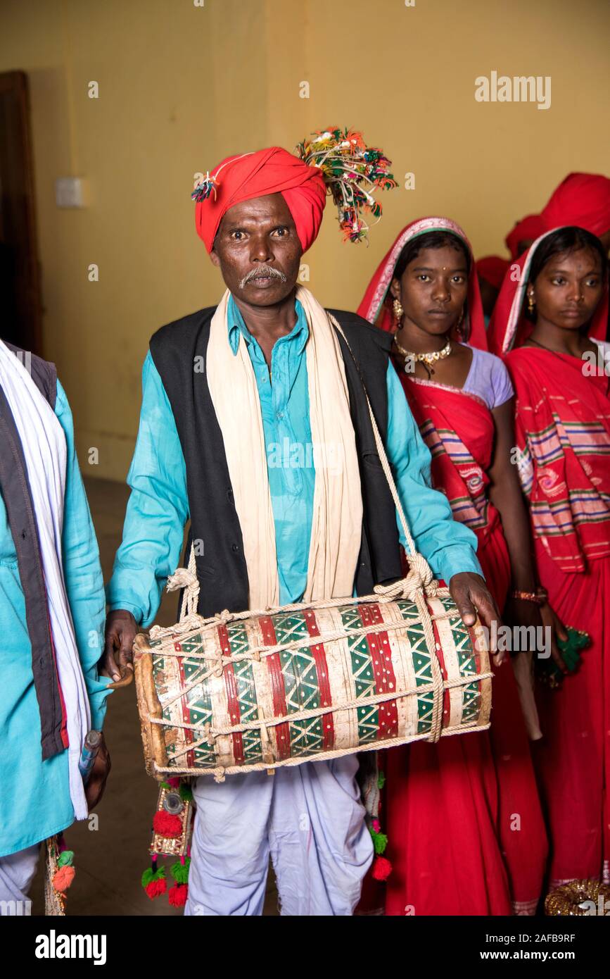 AMRAVATI, MAHARASHTRA, INDIA - AUGUST 9: Unidentified group of Korku ...