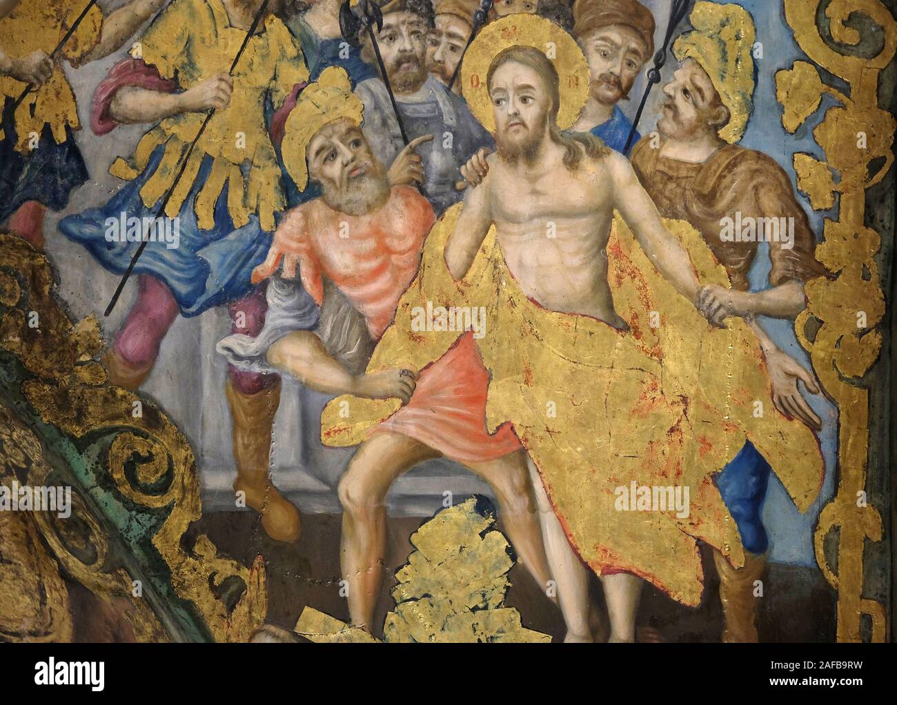 Fresco depicting Jesus stripped of His clothes on Good Friday decorates ...