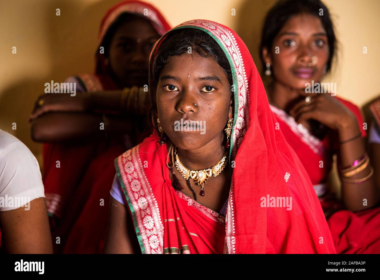 AMRAVATI, MAHARASHTRA, INDIA - AUGUST 9: Unidentified group of Korku ...