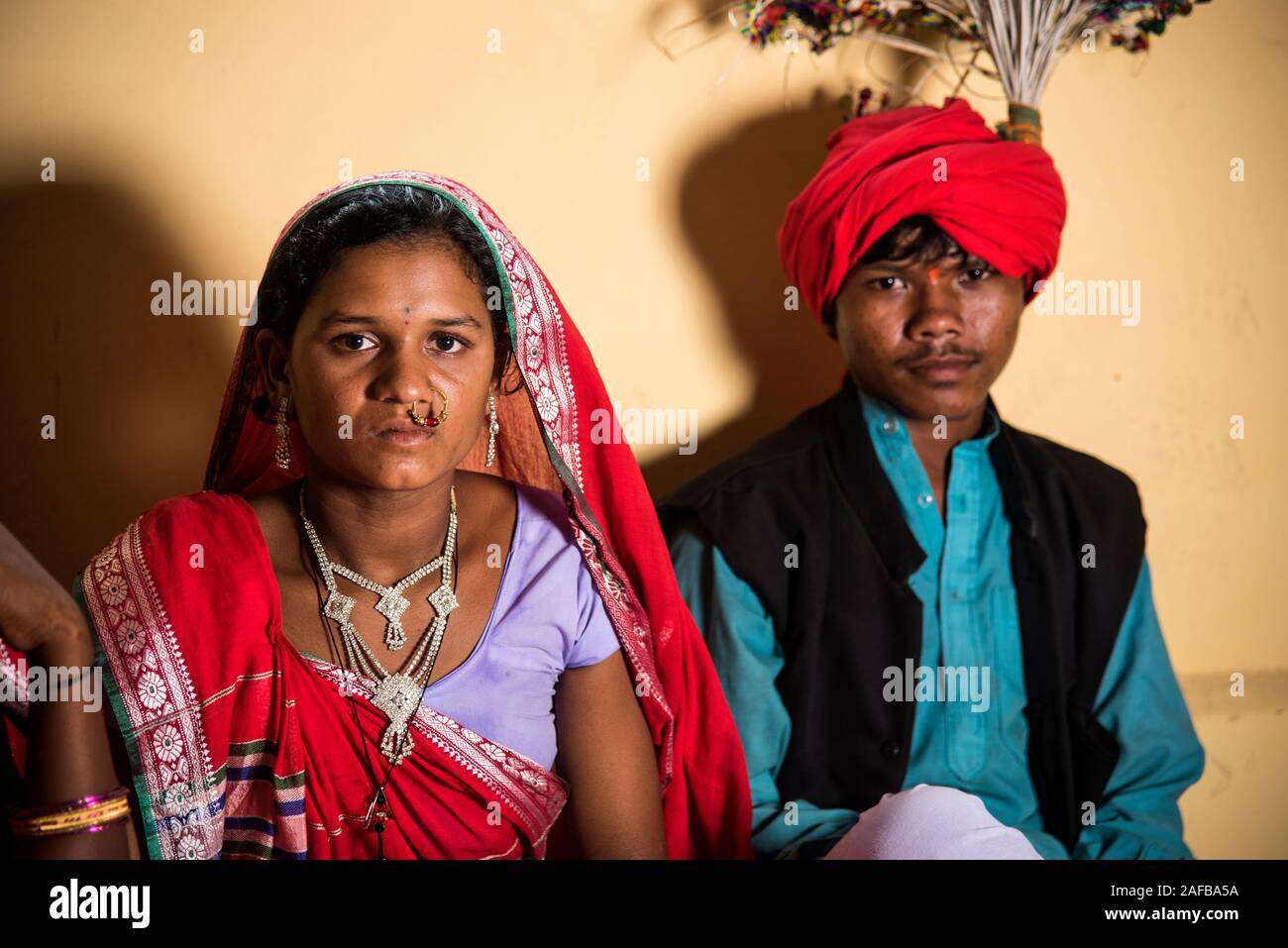 AMRAVATI, MAHARASHTRA, INDIA - AUGUST 9: Unidentified group of Korku ...