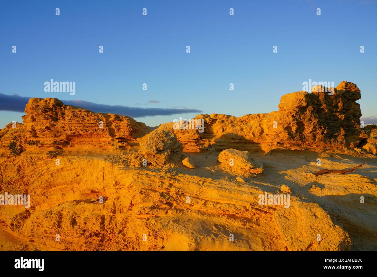 View of limestone rock formations in the Pinnacles Desert in Nambung ...