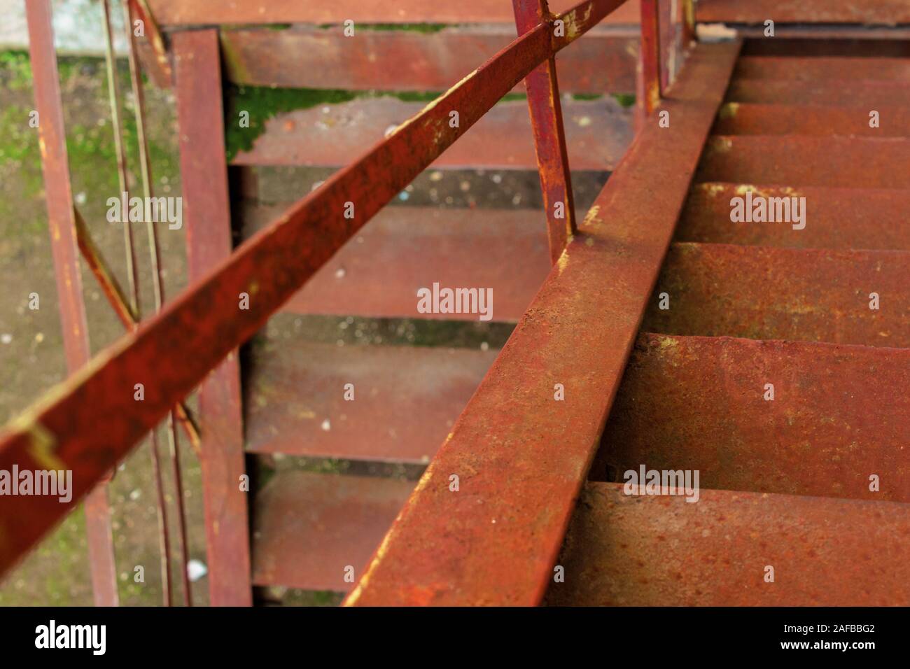 metal stairs. abandoned urban background full of rusty texture. view ...