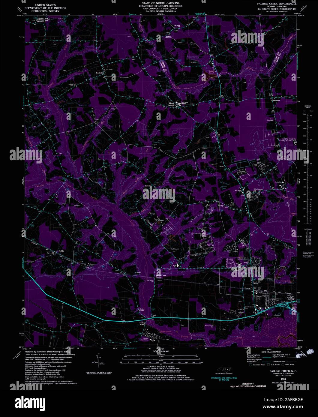 USGS TOPO Map North Carolina NC Falling Creek 161361 1983 24000 ...