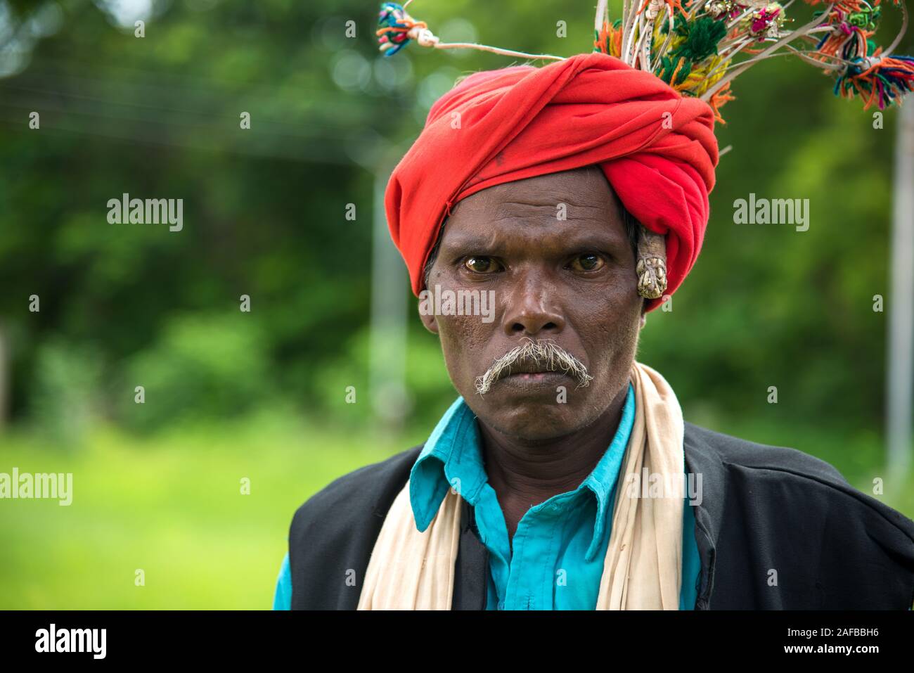 AMRAVATI, MAHARASHTRA, INDIA - AUGUST 9: Unidentified group of Korku ...