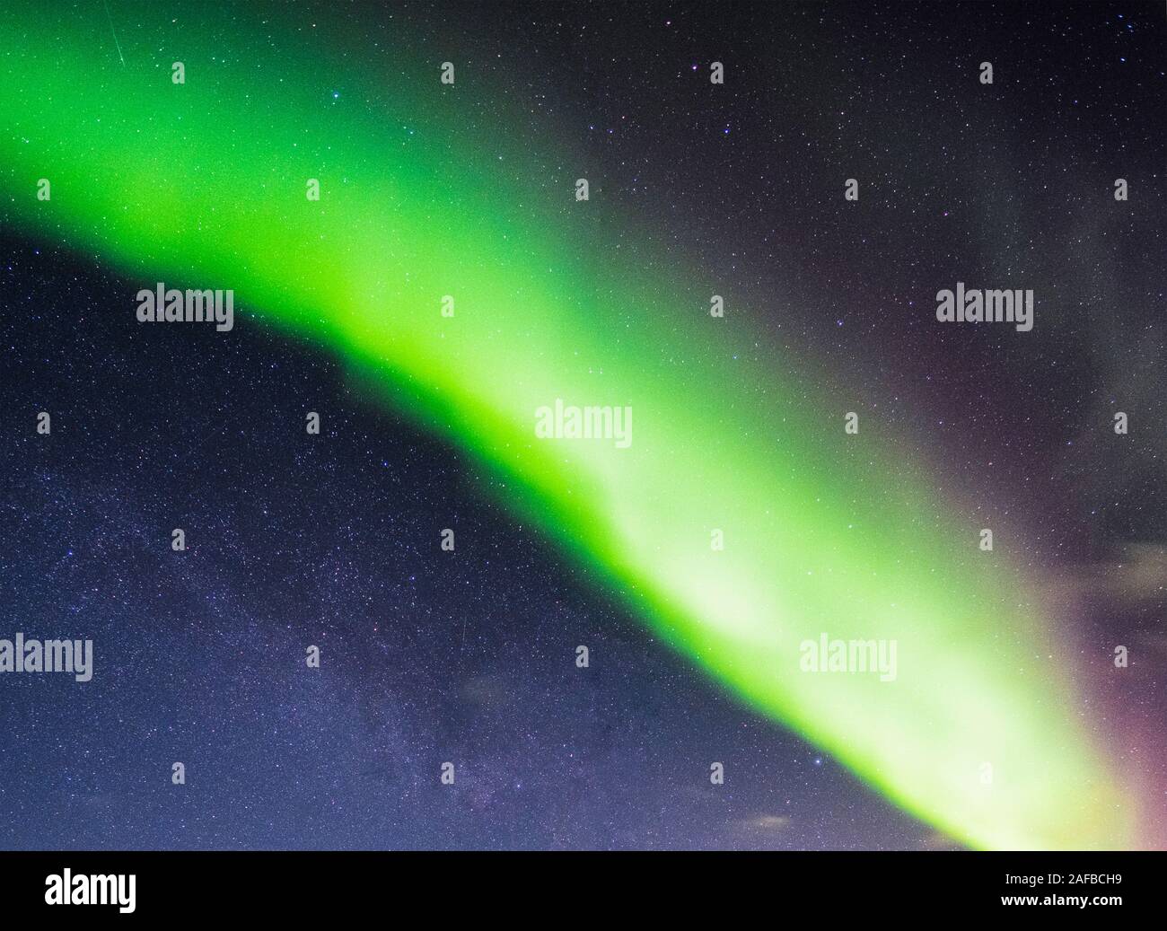 Northern lights or Aurora borealis in the night sky over arctic circle ...