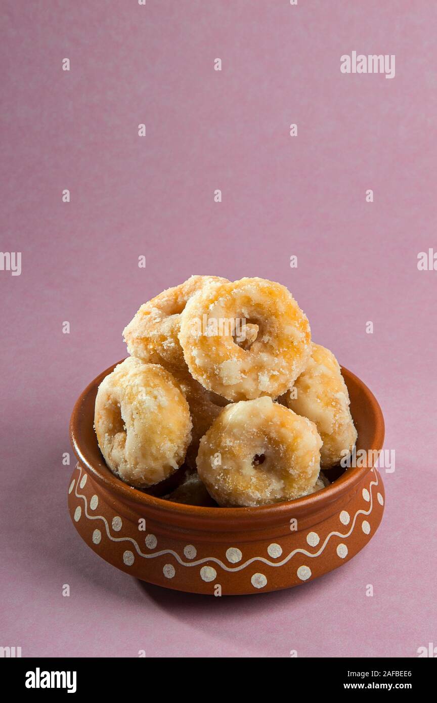 Indian Traditional Sweet Food Balushahi on a pink background Stock ...