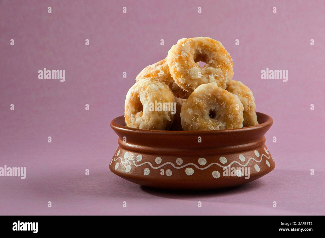 Indian Traditional Sweet Food Balushahi on a pink background Stock ...
