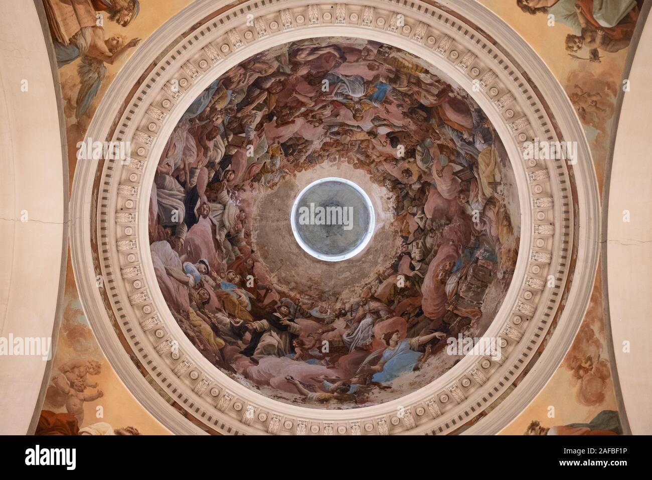 The painting inside San Liborio Chapel dome, in the ducal palace of ...