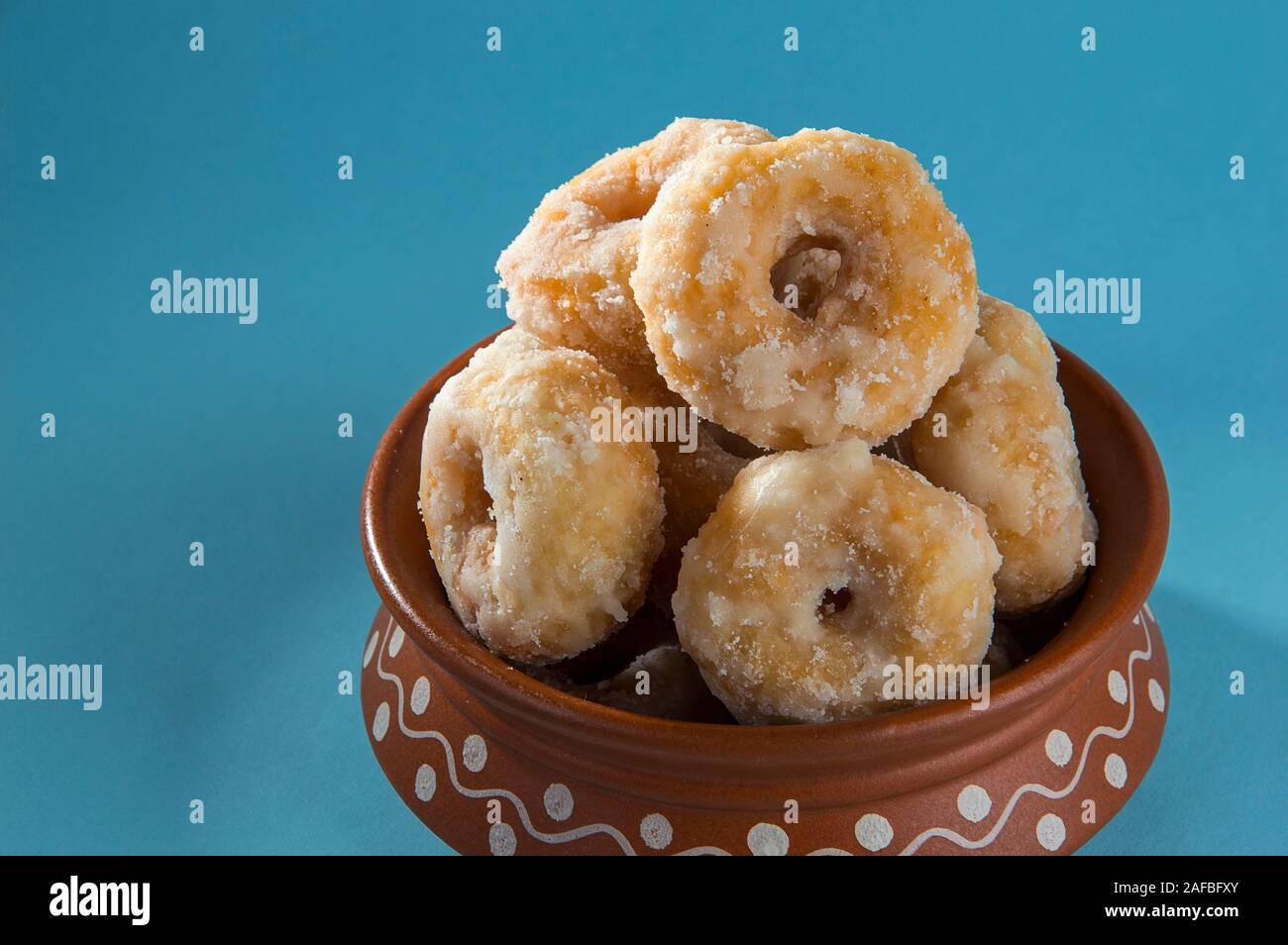Indian Traditional Sweet Food Balushahi on a blue background Stock ...