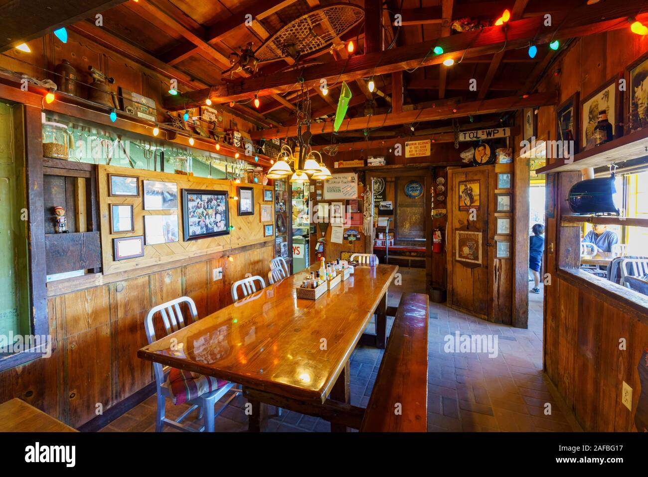 California, MAR 12: Interior view of the Lookout Roadhouse restaurant ...