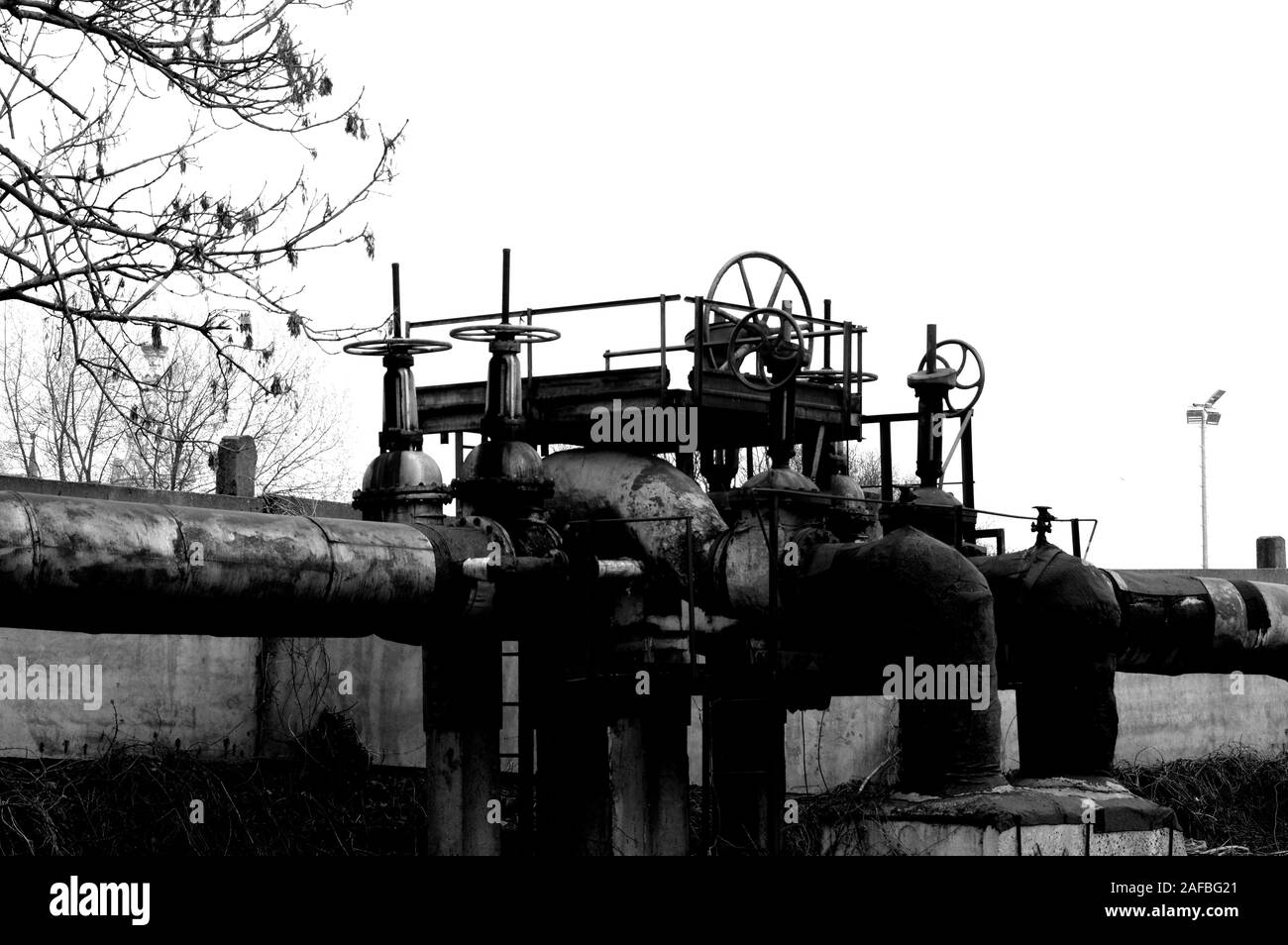 Equipment and steel pipelines Black and White Stock Photos & Images - Alamy
