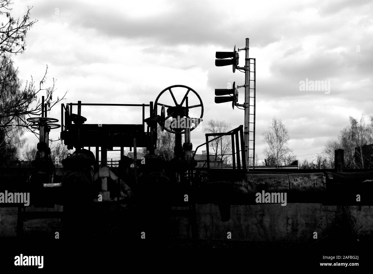Old industrial pipeline equipment, industrial area Stock Photo - Alamy